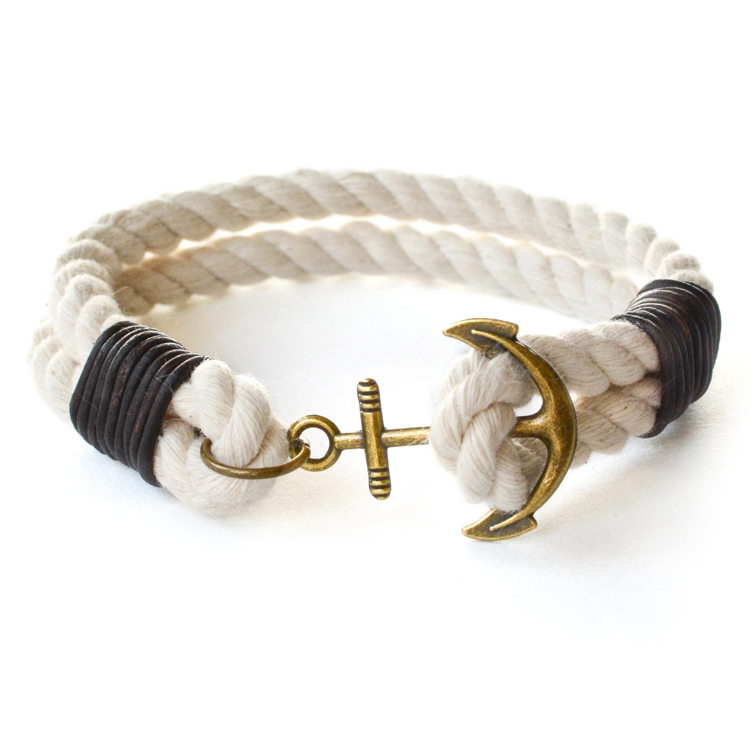 Nautical Rope Bracelet with Bronze Anchor - Helm & Harbor - Dog leashes ...